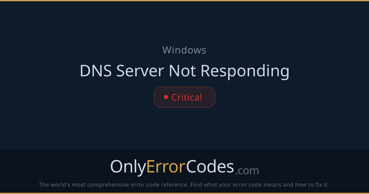 DNS Server Not Responding — Windows Fix Guide | OnlyErrorCodes