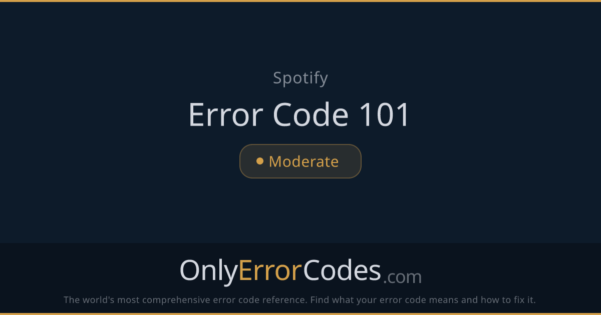 Spotify Error Code 101 — What It Means & How to Fix It | OnlyErrorCodes